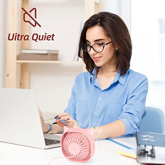 Cat Ears Mini USB Rotatable Desktop Fan