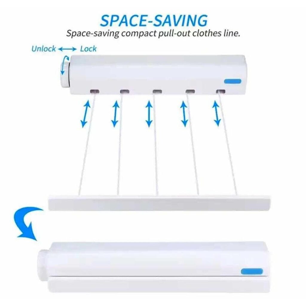 Wall Mounted Retractable Clothesline